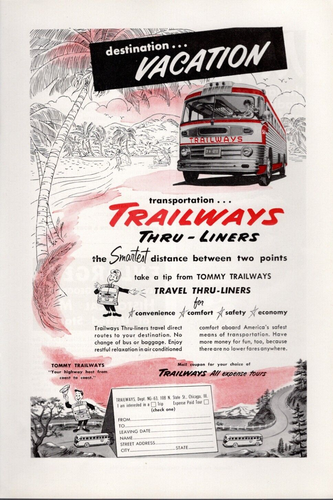 TRAILWAYS BUS Travel Vacation Transportation 1953 Magazine Print ...