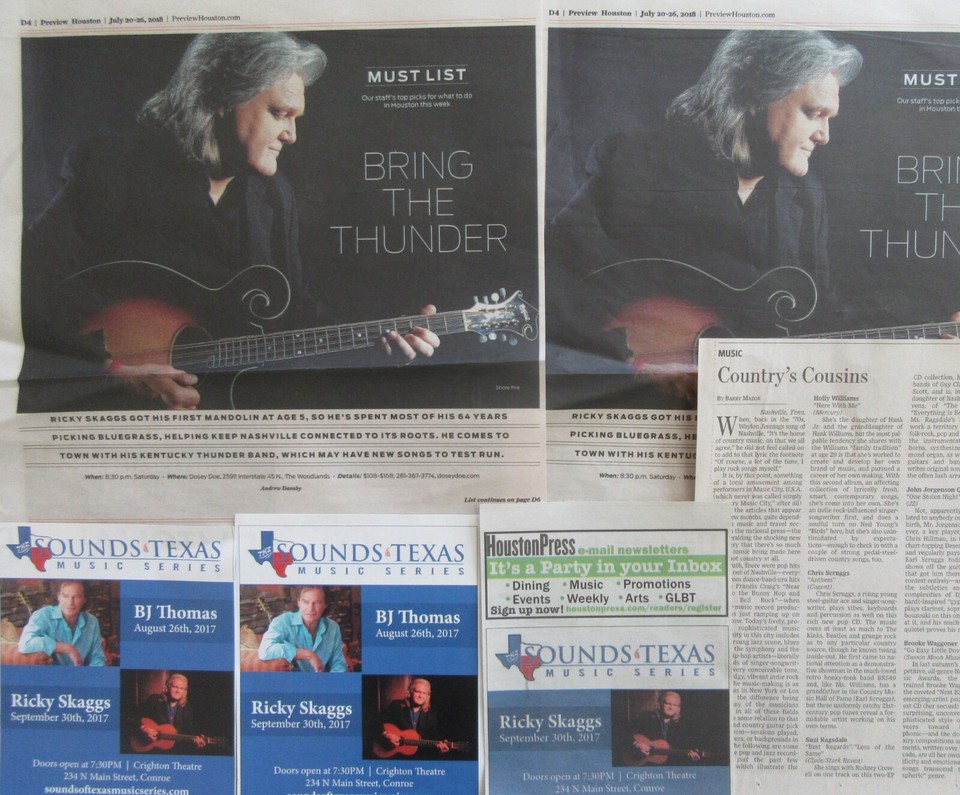 BLUEGRASS Country Music (Ricky Skaggs, Steve Martin) PRESS CLIPPINGS | eBay