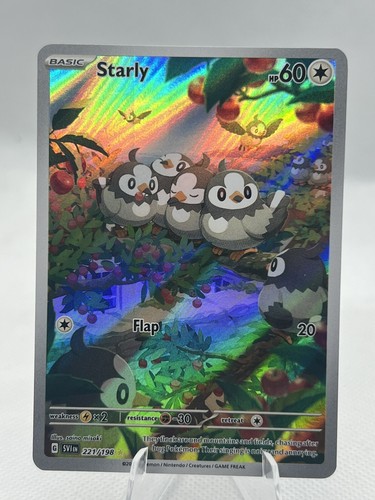 Pokémon TCG Starly Scarlet & Violet Base Set 221/198 Holo Illustration ...