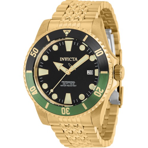 Invicta Men's Watch Pro Diver Rotating Bezel Yellow Gold Steel Bracelet ...
