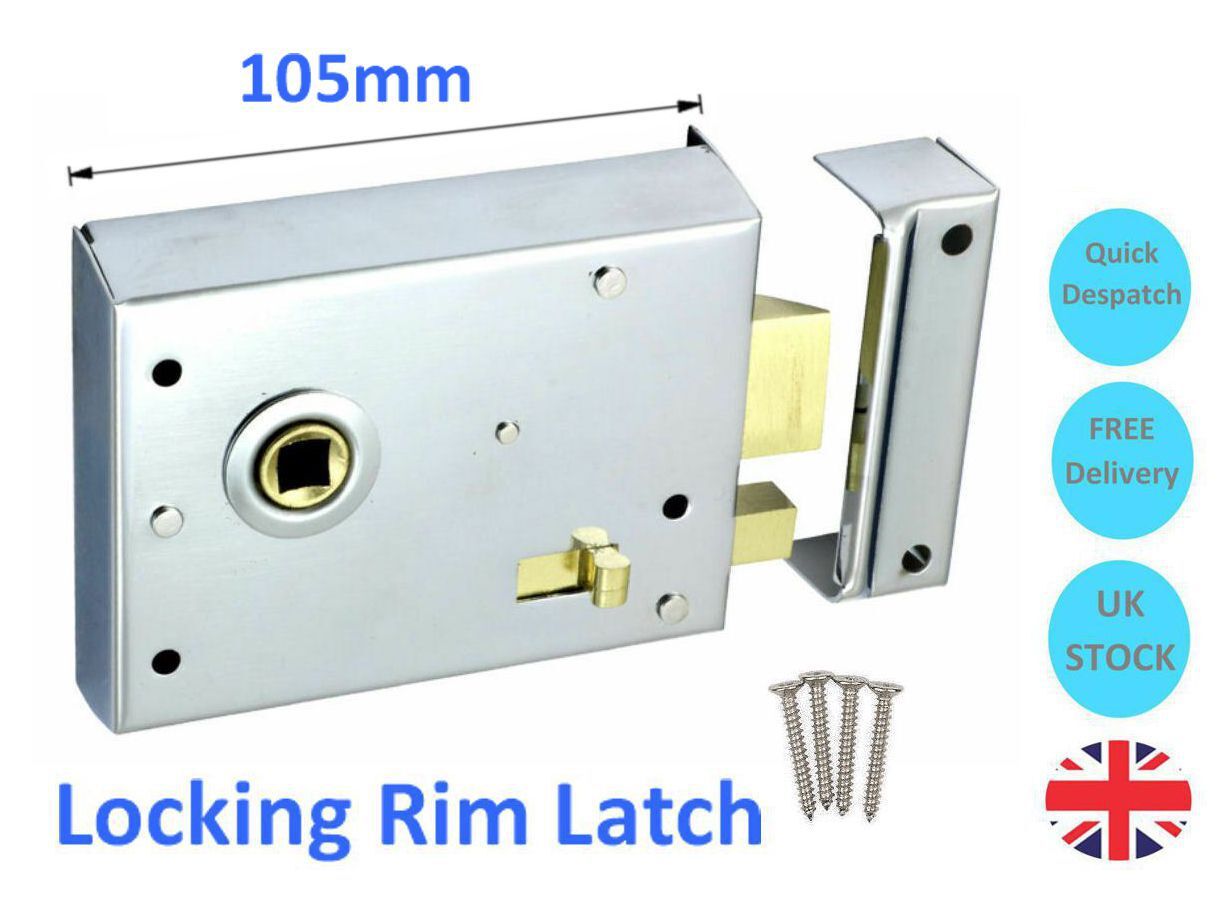 Rim Door Latch Lock /Dead Snib Double Handed Chrome, Brass or Black ...