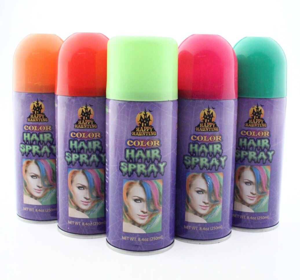 5-Cans Temporary Hair Color Spray 5 Colors Crazy Bright Color Hairspray ...