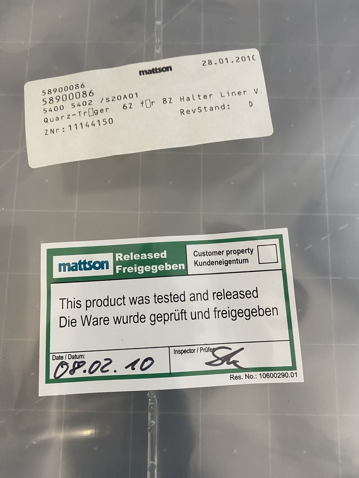 Mattson Quartz Wafer Tray 6" PN: 58900086 REV: D | eBay