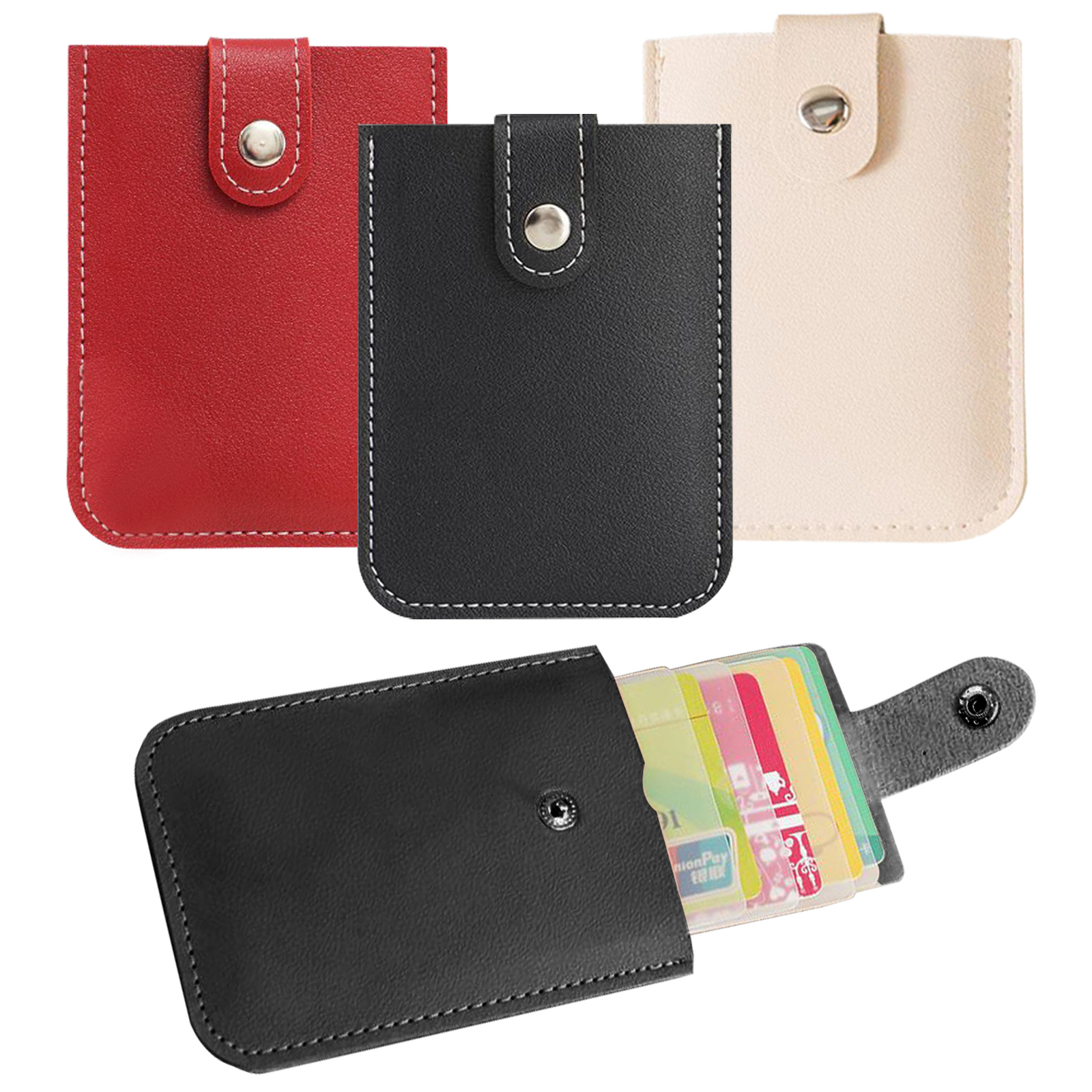 3pcs Minimalist Pull Out Portable Cash Wallet Card Holder 6 Slots Stack ...