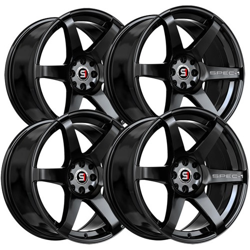 (Set of 4) Spec-1 SPT-32 17x8 4x100/4x4.5" +42mm Gloss Black Wheels ...