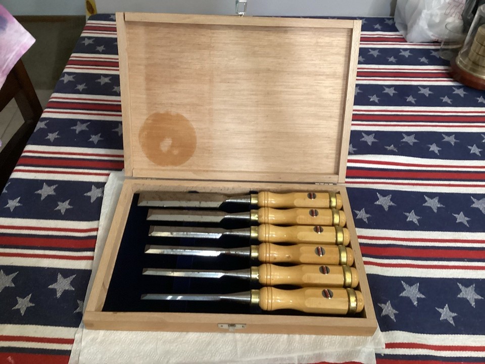 FREUD WC 106 Set of Six Boxwood Handled Chisels in Original Box WC-106 ...