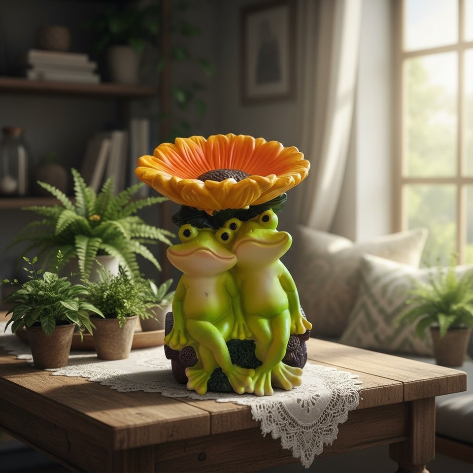 Frog Figurine Garden Decor Fairy Garden Decor Frog Statue Bird Feeder ...