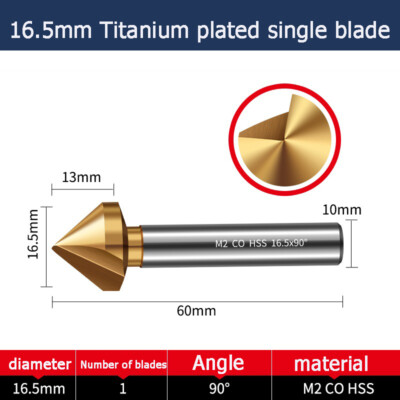 16.5mm Titanium plated single blade chamfer 90degree deburring chamfer ...