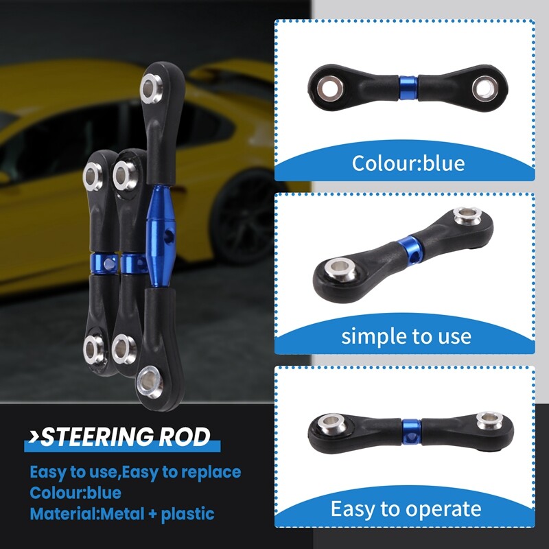 3Pcs Metal Steering Rod Link Rod Tie Rod for TT-01 TT01 1/10 RC Car5372 ...
