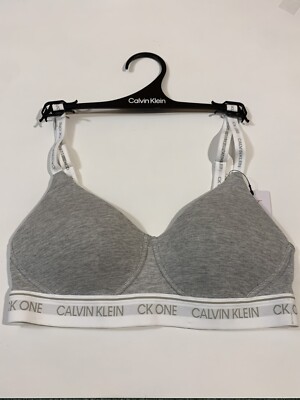 Calvin Klein CK ONE GRAY LIGHTLY LINED BRALETTE BRA XSMALL $38 | eBay