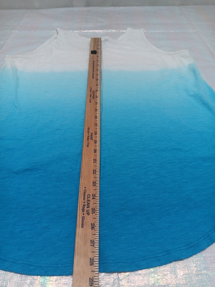 LANE BRYANT WOMENS 18/20 BLUE WHITE HOMBRE ROUND HEM WIDE STRAP TANK ...