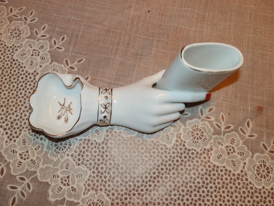 Vintage Hand Painted Eyeglass Holder/Caddy Porcelain Ceramic Bedside ...