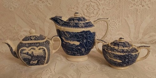 Vintage James SADLER Afternoon Tea Blue&White Teapot Sugar Bowl ...