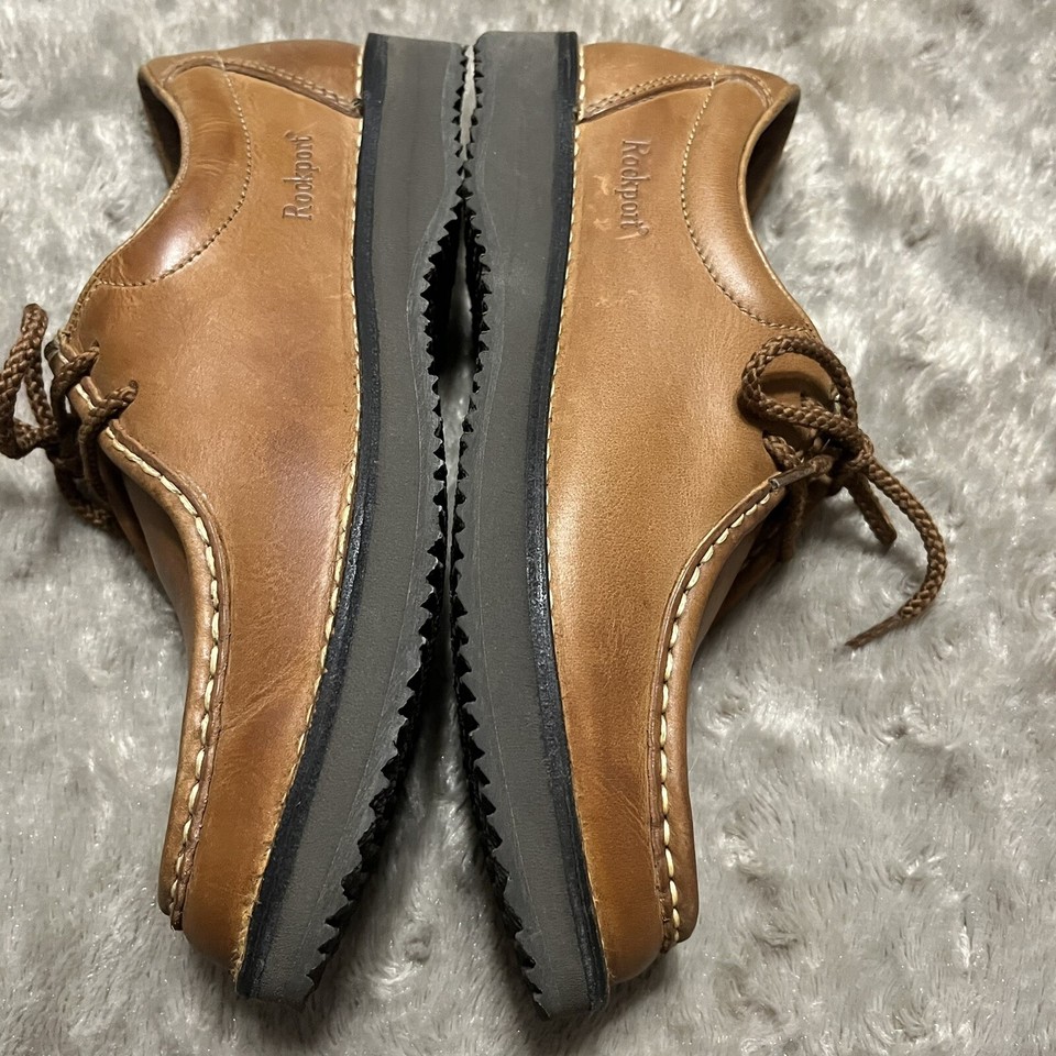 Rockport Brown Leather Lace Up 2 Eyelet Classic Boat Shoes 1961 ...
