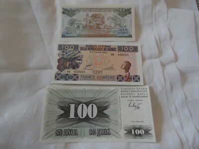 LOT 3 PAPER MONEY INTERNATIONAL CURRENCY $100 | eBay