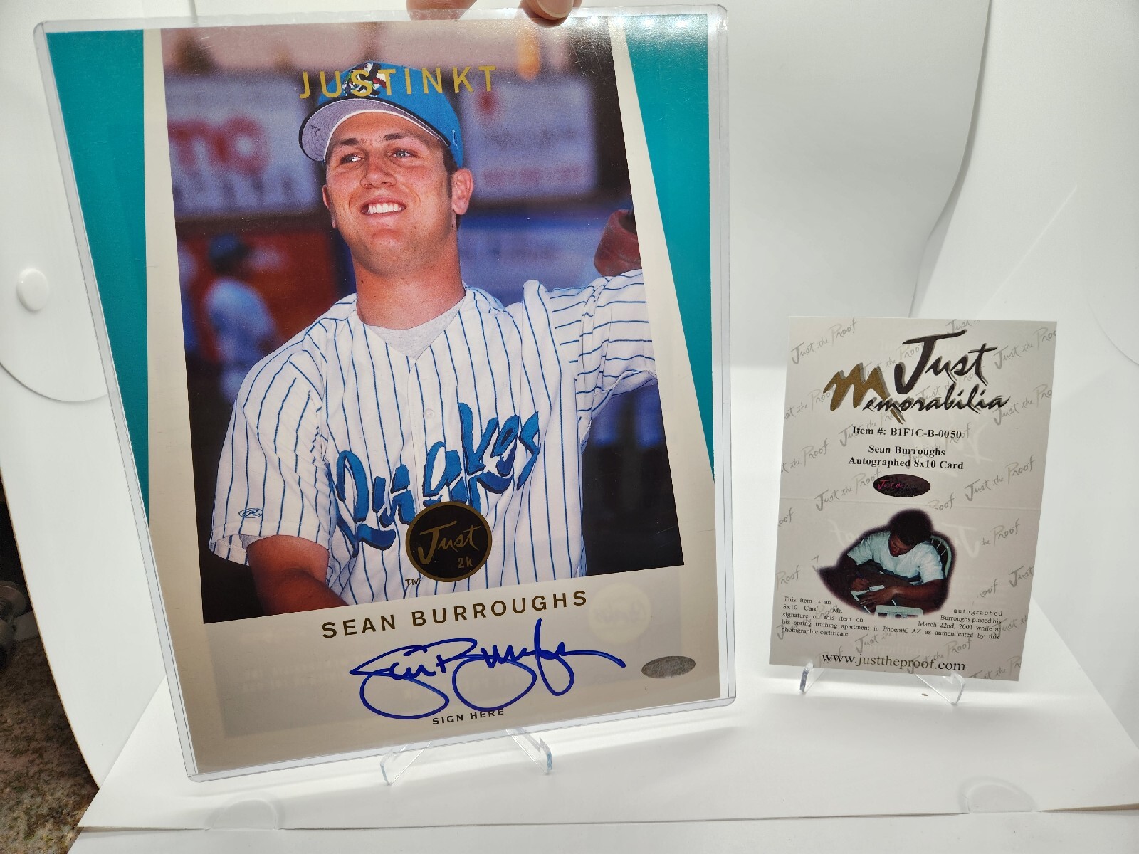 2000 Just 2K SEAN BURROUGHS Blue Ink Autographed 8x10 Baseball Card | eBay