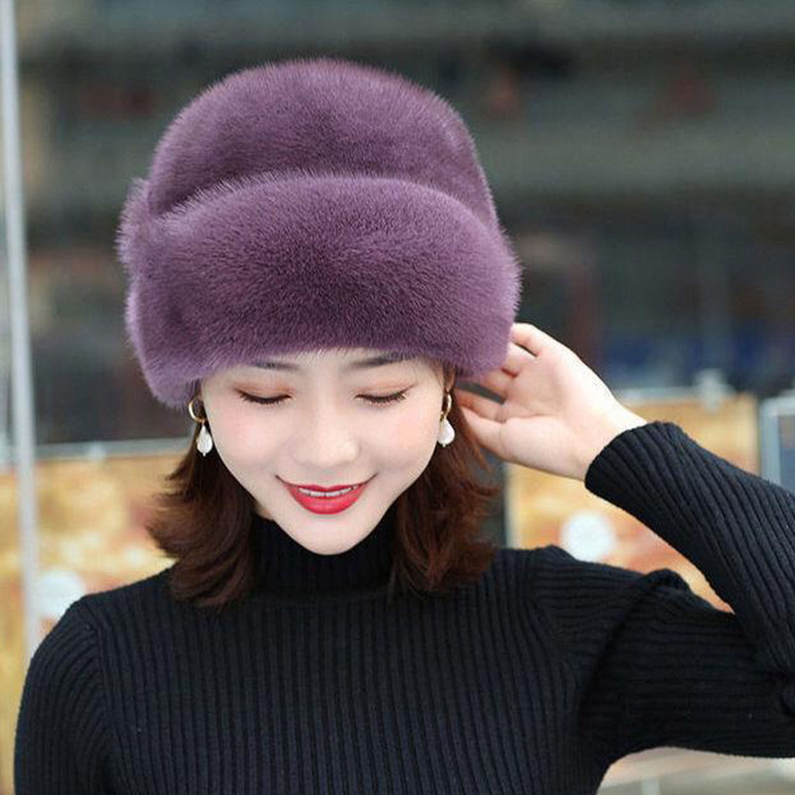 Soft Cozy Women Hat Elastic for Large Heads Elegant Winter Ladies ...