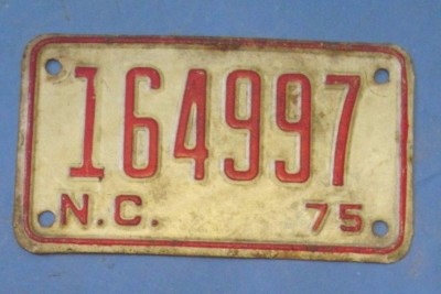 1975 North Carolina motorcycle license plate | eBay