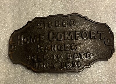 Antique Home Comfort Ranges Cook Stove Cast Iron Name Badge Emblem | eBay