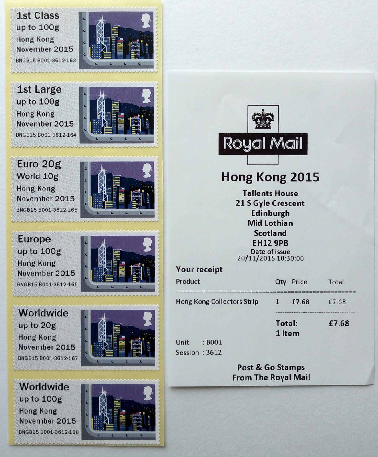 2015 HONG KONG SKYLINE POST & GO OVPTD HONG KONG STRIP MNH - See Photo ...