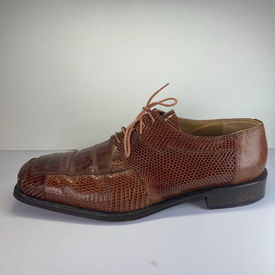 David Eden Crocodile Lizard Skin Men’s Size 13 Brown Red Leather ...