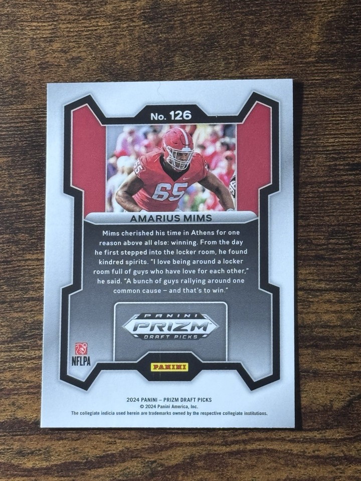 2024 Georgia /Cincinnati Bengals Amarius Mims Panini Prizm Draft Picks ...