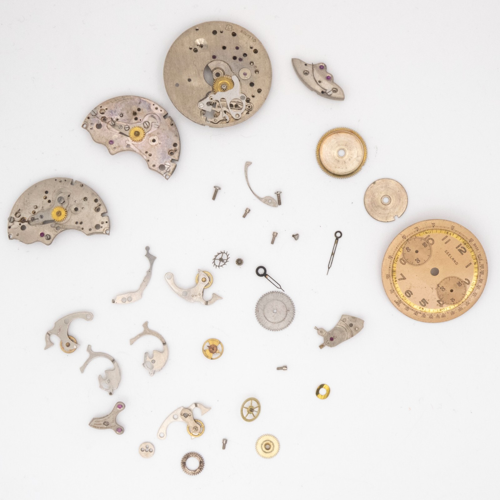 Partial Vintage Landeron 2-Reg Chronograph Wristwatch Movement w ...