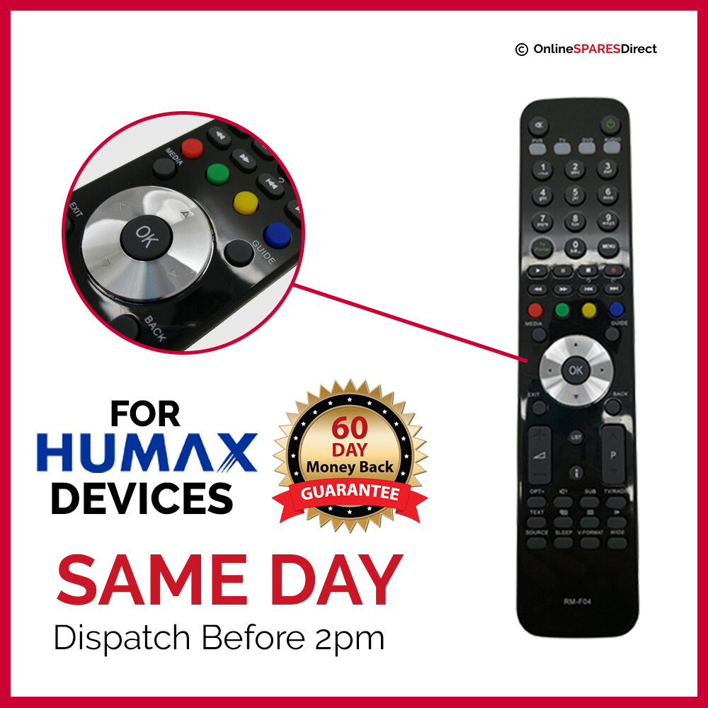 RM-F01 - RM-F04 TV Replacement Remote Control For Humax HD-FOX T2 & HDR ...