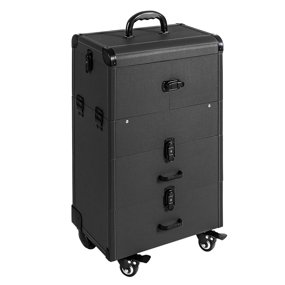 Rolling Makeup Travel Case Nail Tech Suitcase Cosmetic Train Case on ...
