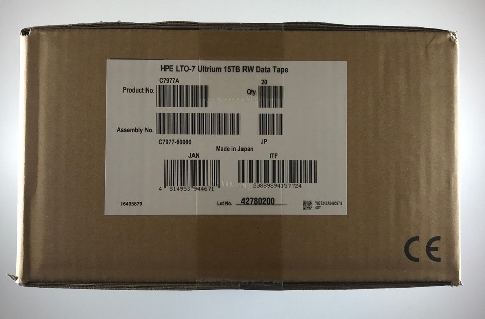 HP / HPE LTO7 Tape C7977A (20 PACK) Ultrium Backup Tape Cartridge 6TB ...