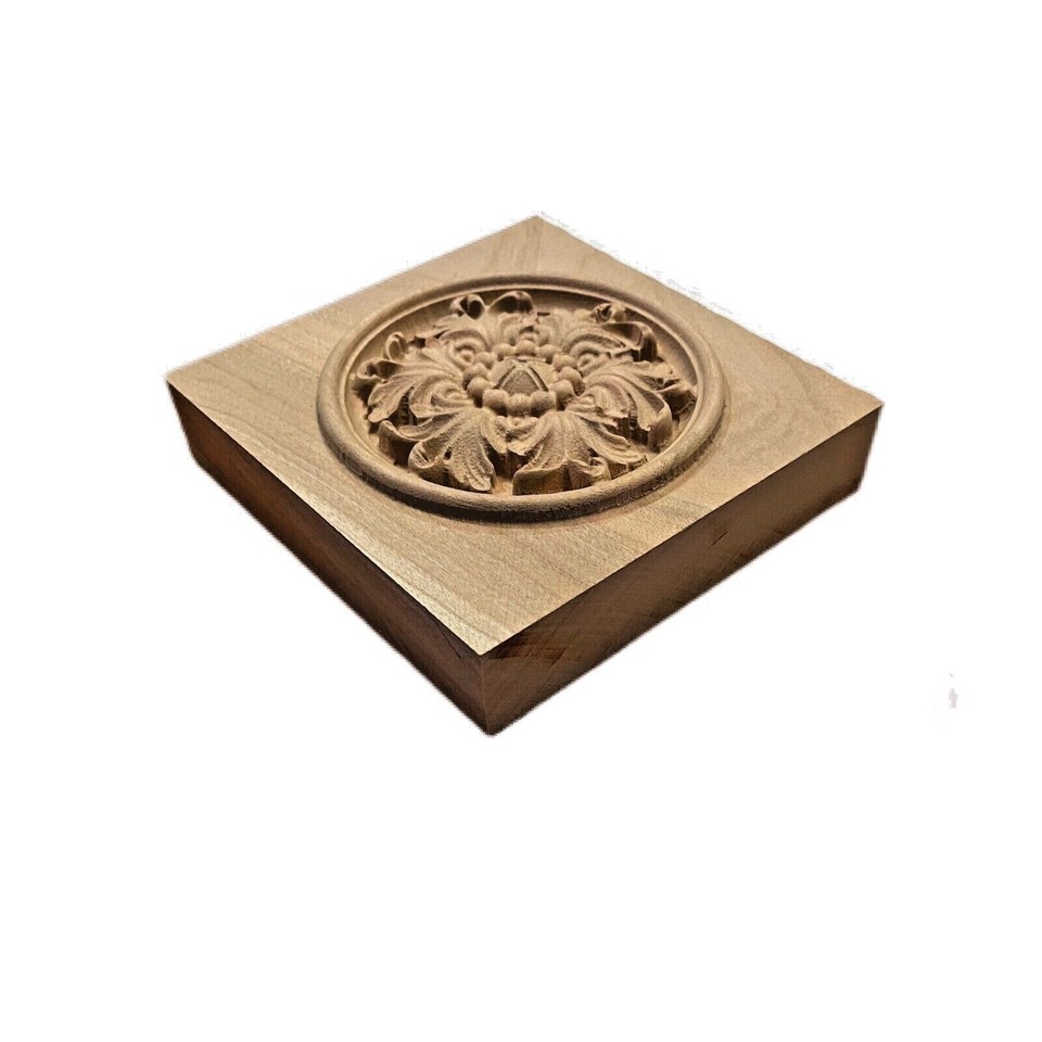 Solid Hardwood carved Rosette / Casing Blocks | eBay