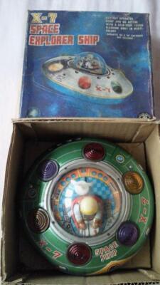 With box UFO tinplate Battery operated Flashing in perfect working ...