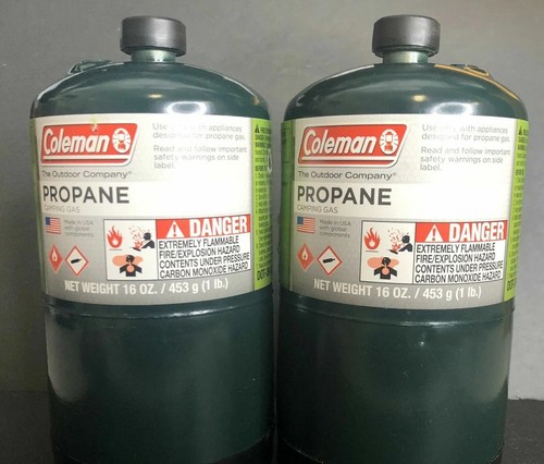 Coleman Propane Cylinder 2 Pack 16 oz 1lb Camping Gas Grill BBQ Made ...
