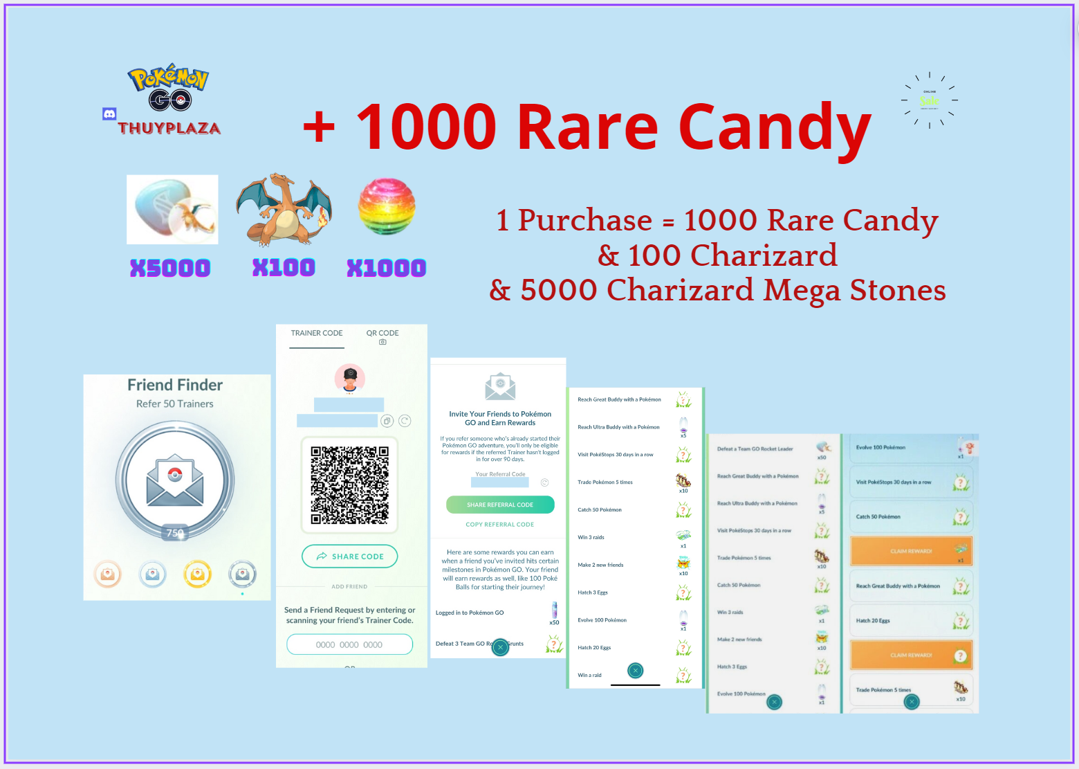 Pokémon Go - 1000 Rare Candy + 100 Charizard + 5000 Charizard Mega ...