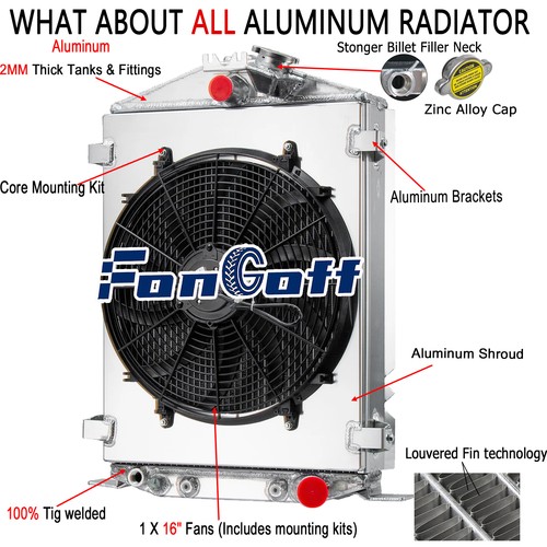 4 Row Radiator Shroud Fan For 1932 Ford Street Rat Rod High Boy Chevy ...
