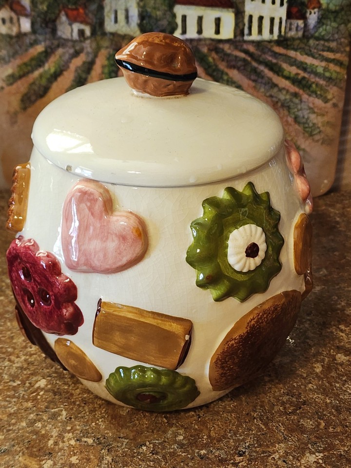Vintage Los Angeles Pottery "Cookies All Over" Large Size Cookie Jar ...