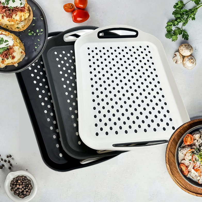 (3-Pack) Non Slip Dinner Serving Trays TV Meal Trays Waiters Tea Tray ...