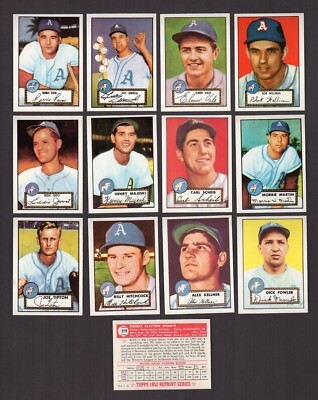 1952 PHILA. ATHLETICS A's Official Topps Baseball REPRINT Team Set ~ALL ...