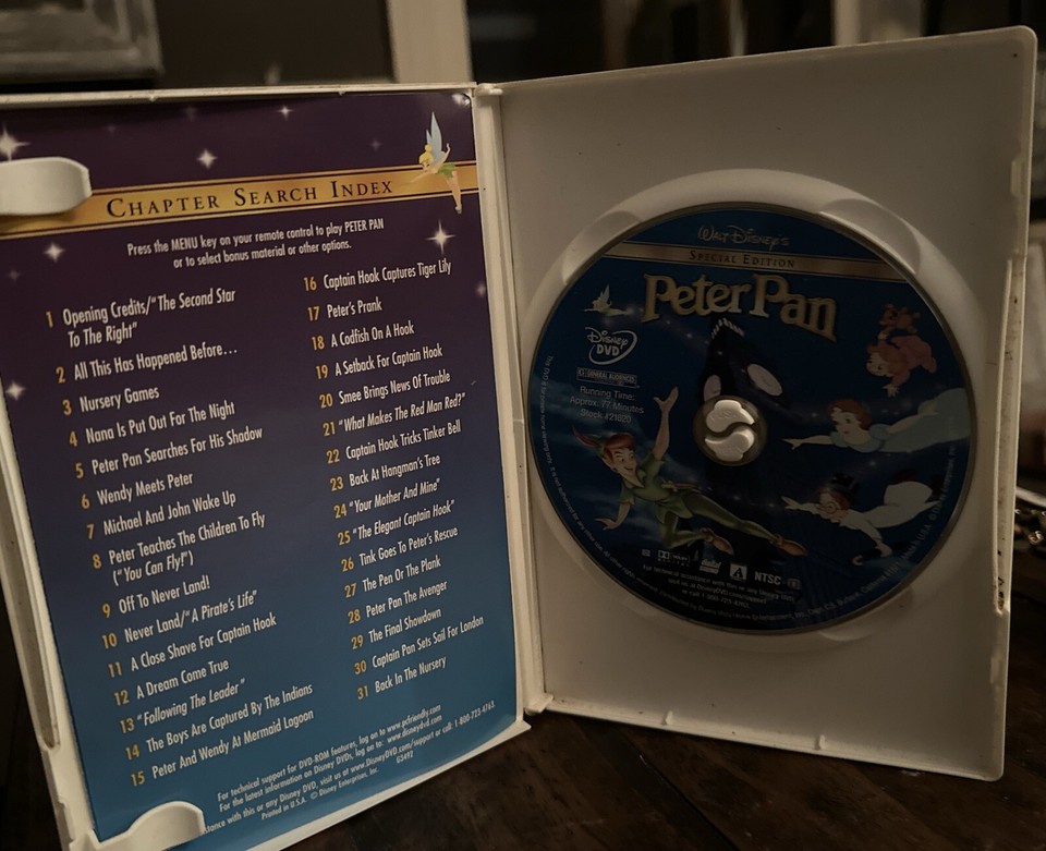Peter Pan Special Edition DVD Disney 2002 Original Theatrical Aspect ...