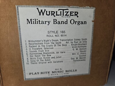 WURLITZER 165 BAND ORGAN ROLL #6514 Classical | eBay