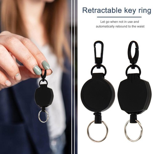 Resilience Steel Wire Rope Elastic Keychains Recoil Retractable Key ...