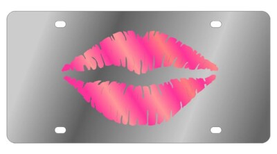 Pink Lips Stainless Steel License Plate Tag | eBay