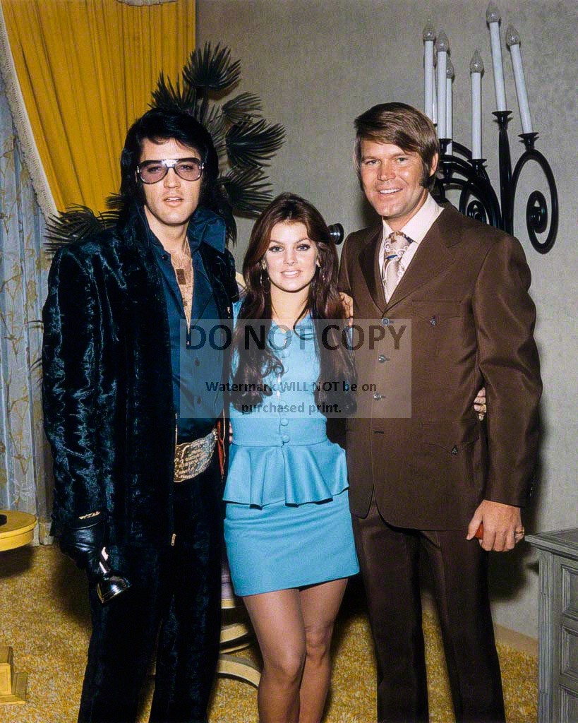 ELVIS PRISCILLA PRESLEY GLEN CAMPBELL @ GEORGE KLEIN WEDDING 8X10 PHOTO ...