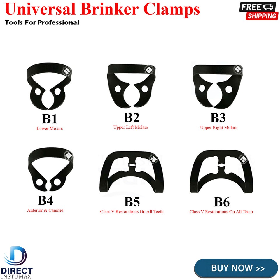 Universal Brinker Rubber Dam Clamps Tissue Retractors Bicuspids ...