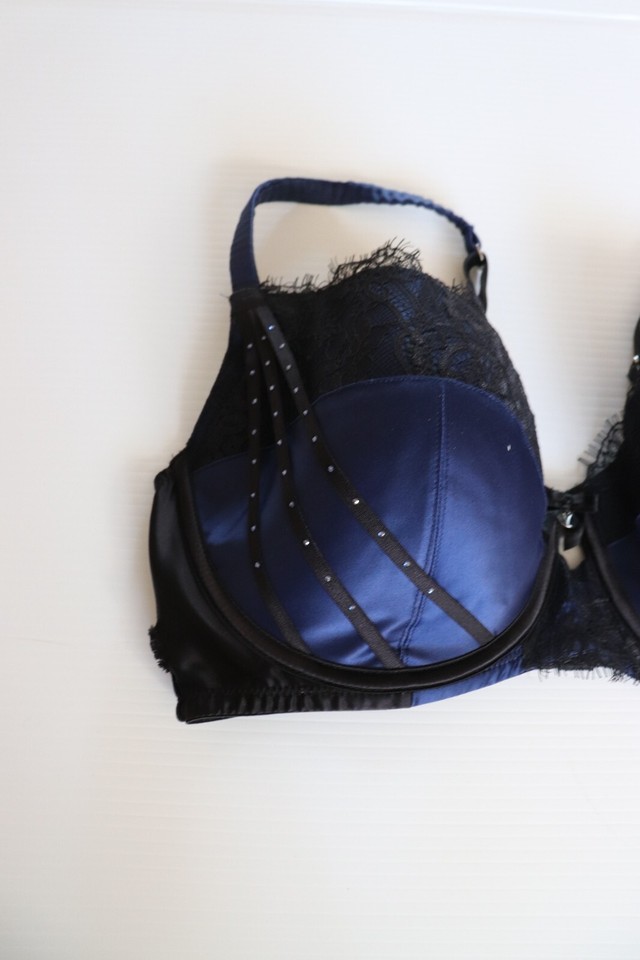 Vamp Balconette Bra Womens Size 14E Blue Lace Underwired Polyester ...
