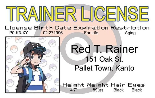 TRAINER LICENSE - Red TRainer POKEMON plastic collector ID card Drivers ...