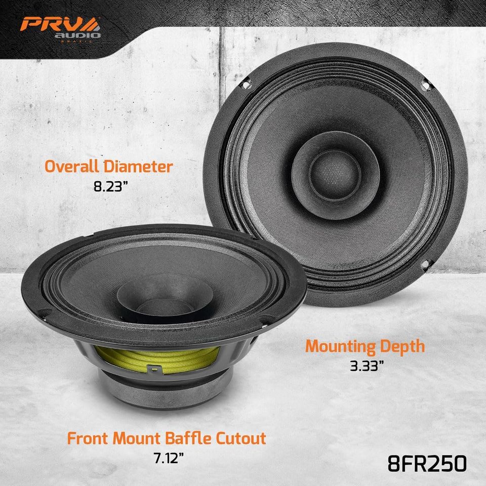 8FR250 8 Inch Full Range Speaker, 8 Ohms, 250 Watts Continuous Program ...