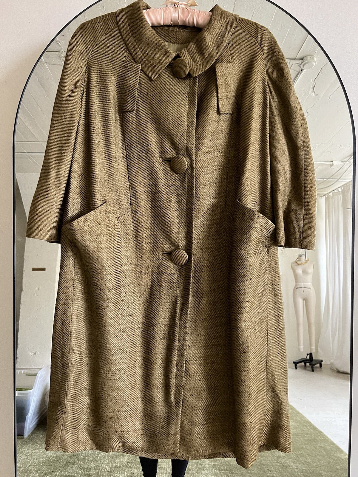 1960s Vintage Green Silk Racing Coat - Gem