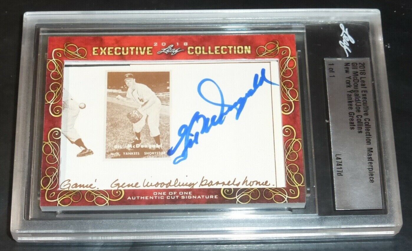 GIL MCDOUGALD & JOE COLLINS YANKEES DOUBLE CUT #D 1/1 AUTO SIGNED ...