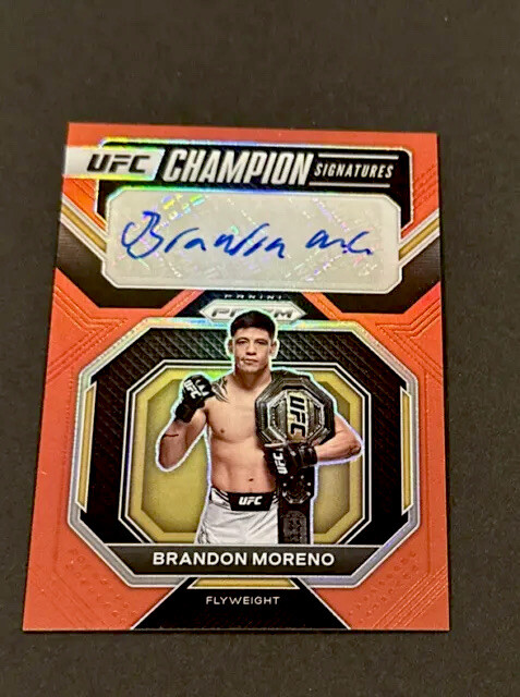 2023 PANINI PRIZM UFC BRANDON MORENO UFC CHAMPION SIGNATURES RED PRIZM ...